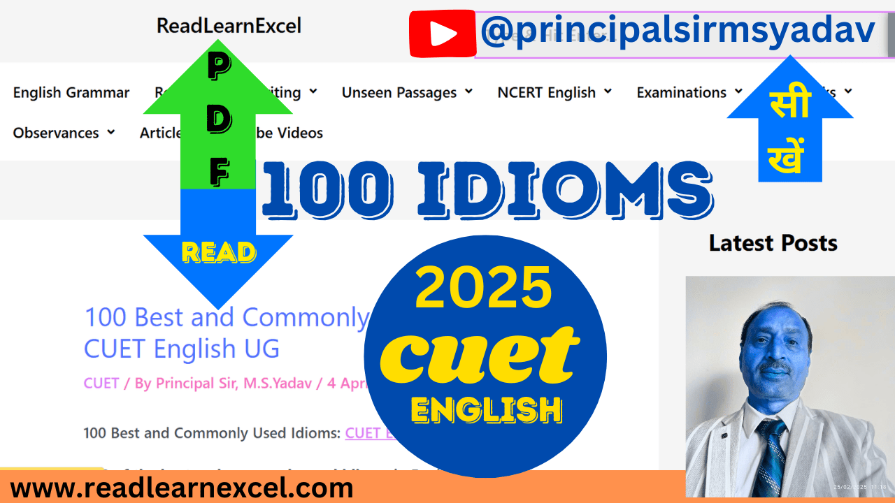 100 Best and Commonly Used Idioms: CUET English UG - ReadLearnExcel