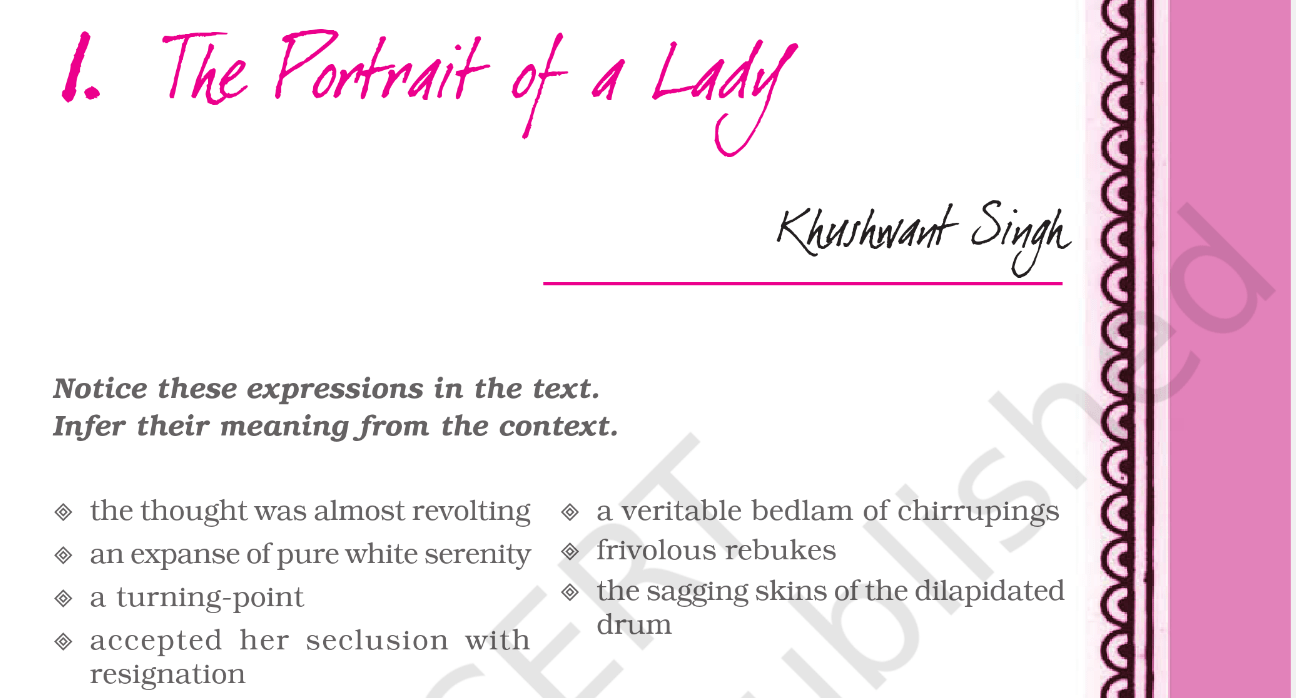 Complete NCERT Solutions Class 11 English The Portrait of a Lady